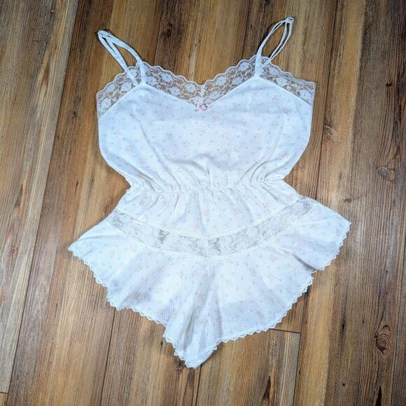 Other | Tops | Vintage Petra Fashions Dainty Floral Lace Teddy Lingerie ...